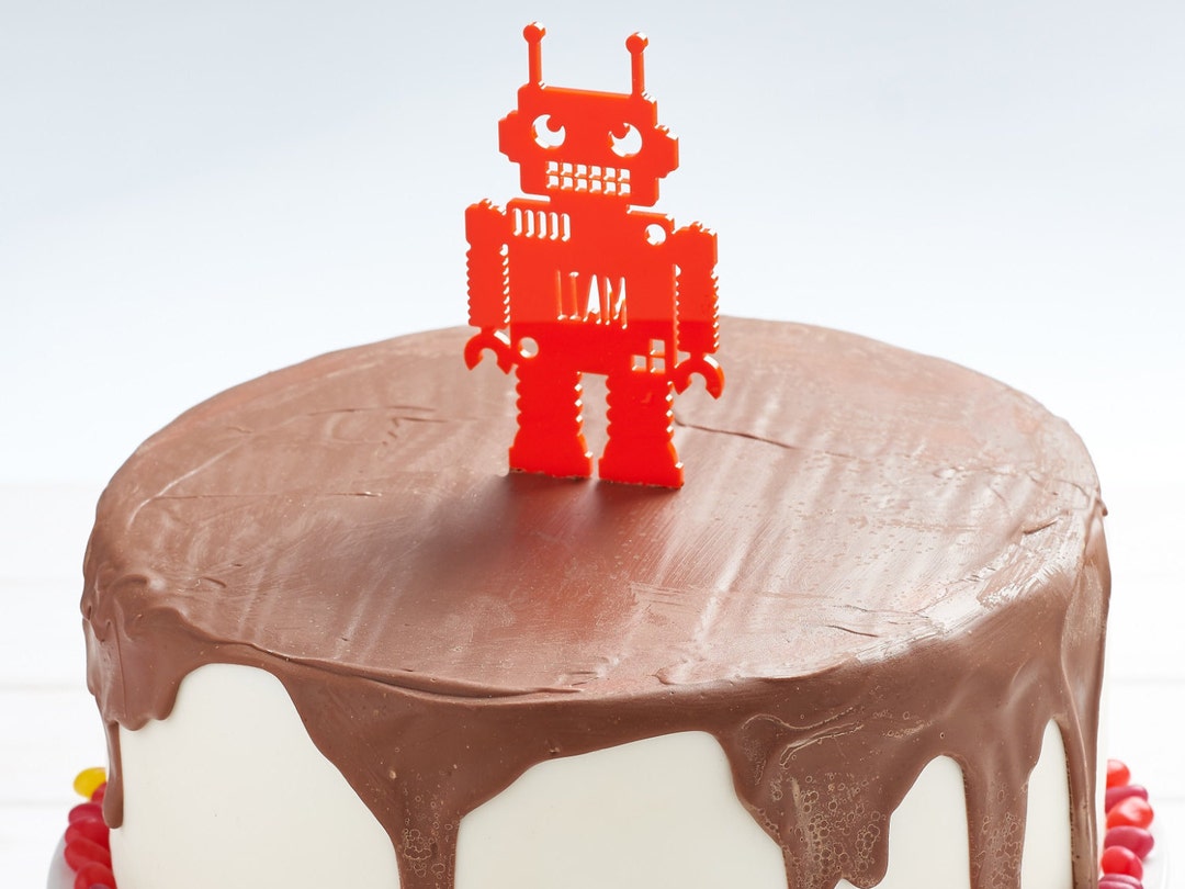 Personalised Robot Cake Topper - Etsy