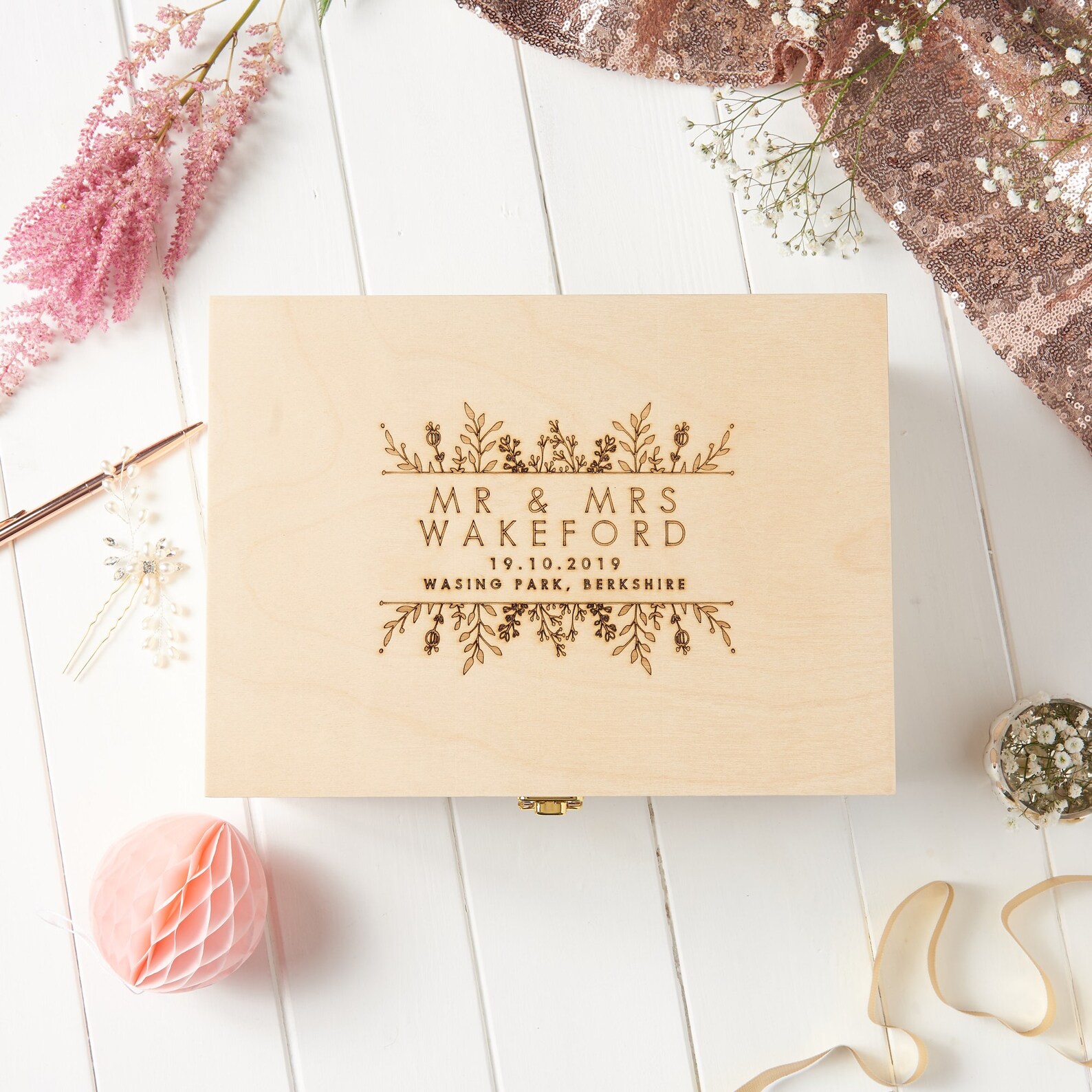 Personalised Botanical Wedding Keepsake Box - Etsy