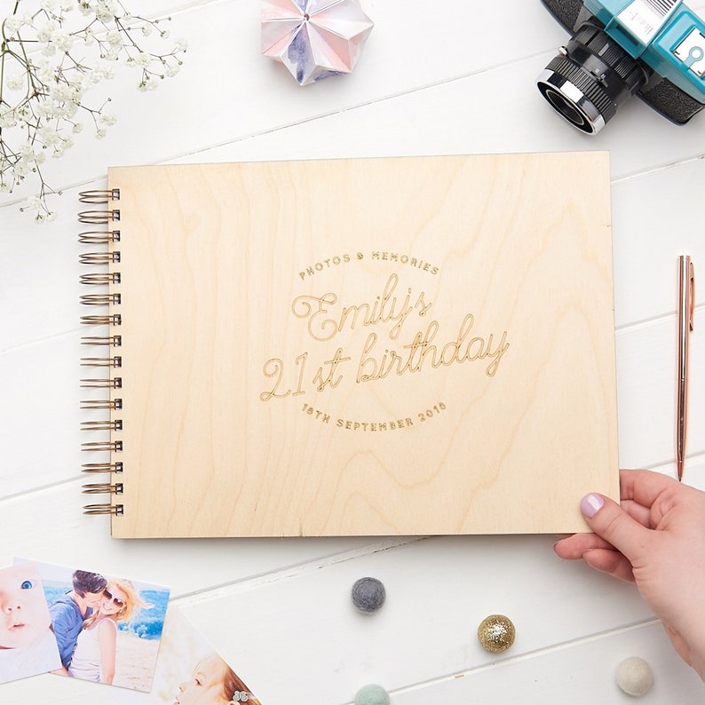 Personalised Wooden Birthday Memory Book | Etsy
