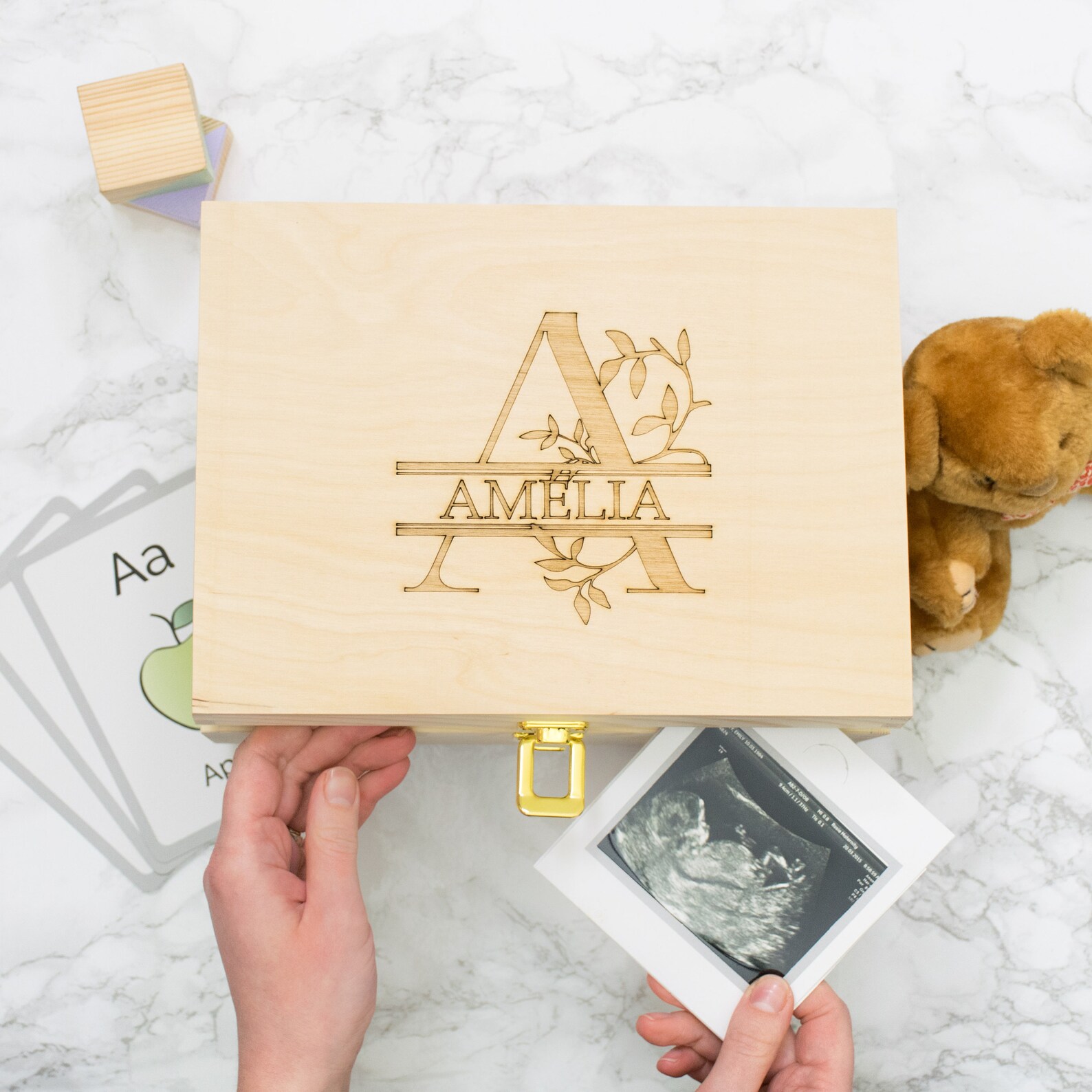 Botanical Initial Newborn Keepsake Box | Etsy