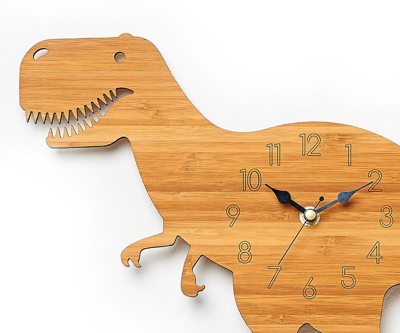 Wooden T-rex Dinosaur Wall Clock | Etsy