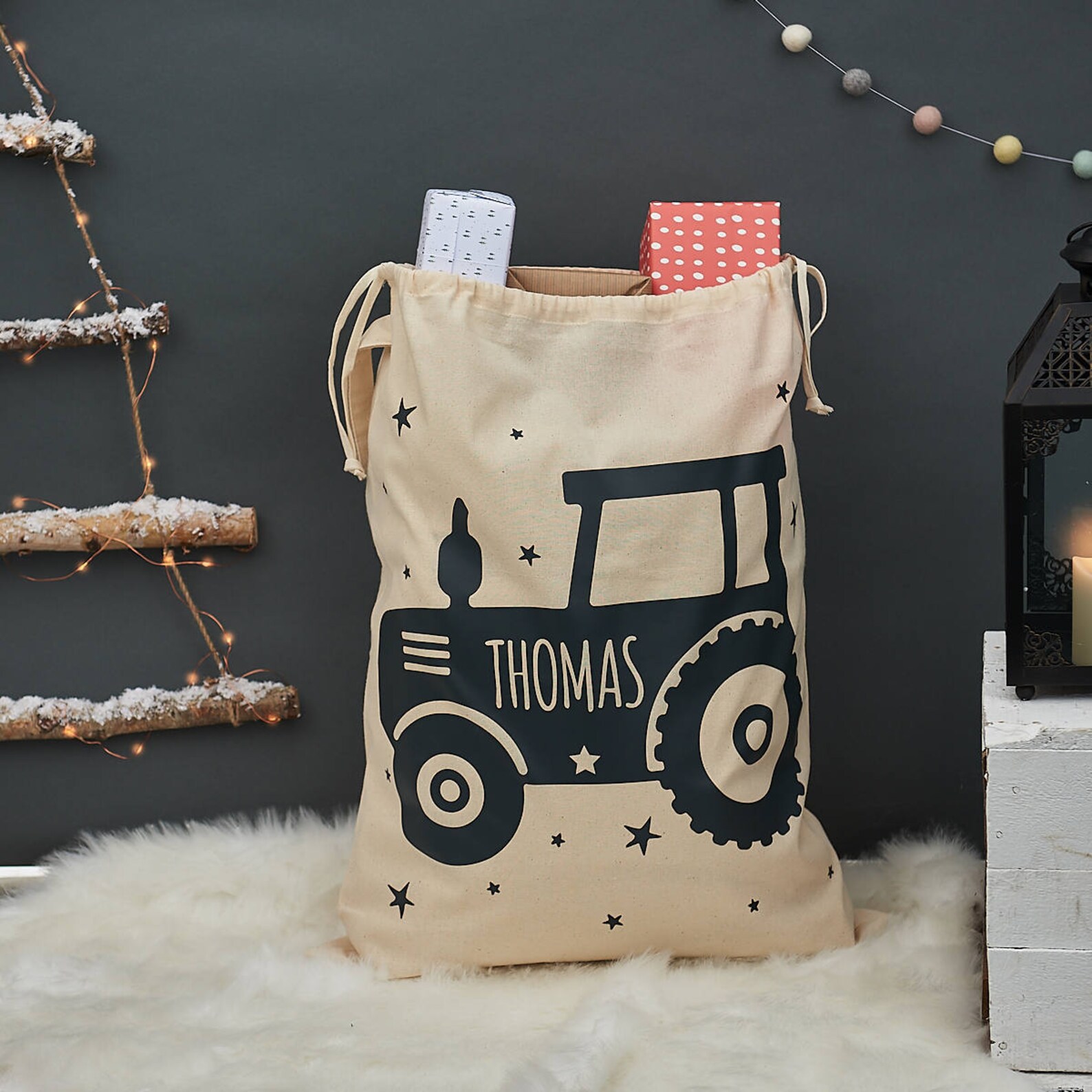 Personalized Tractor Christmas Sack - Etsy