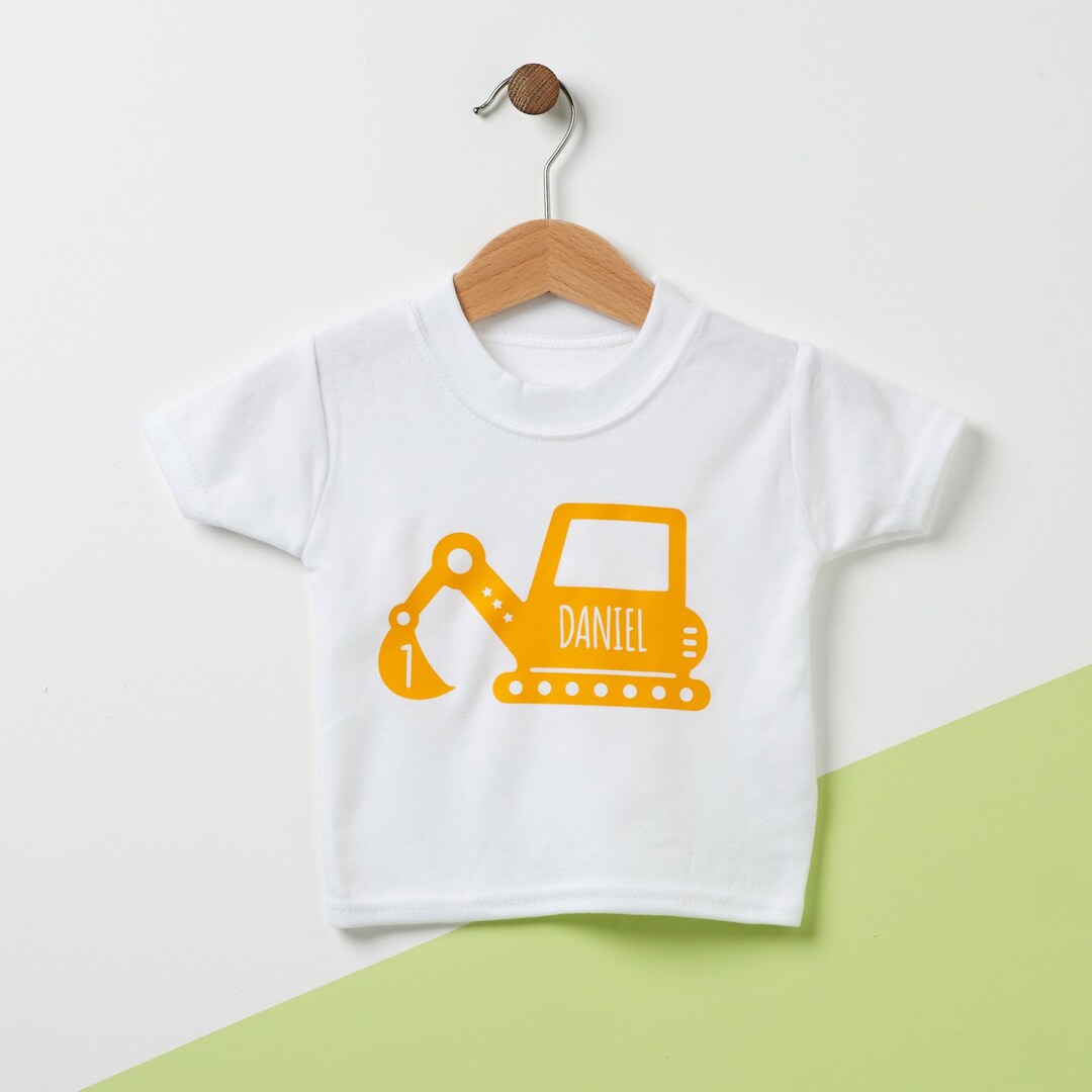 Digger Personalised Kids T Shirt - Etsy