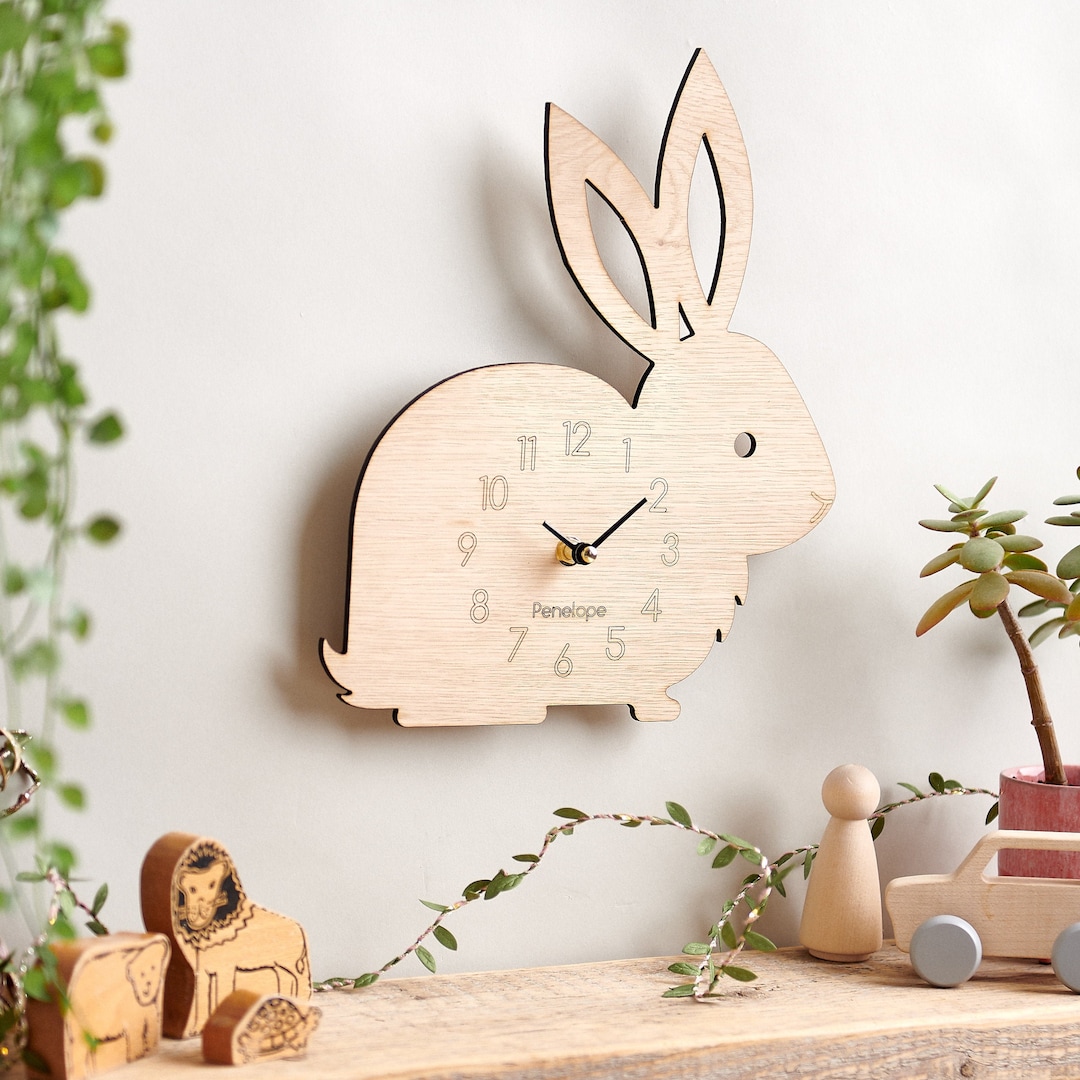 Personalized Rabbit Clock - Etsy