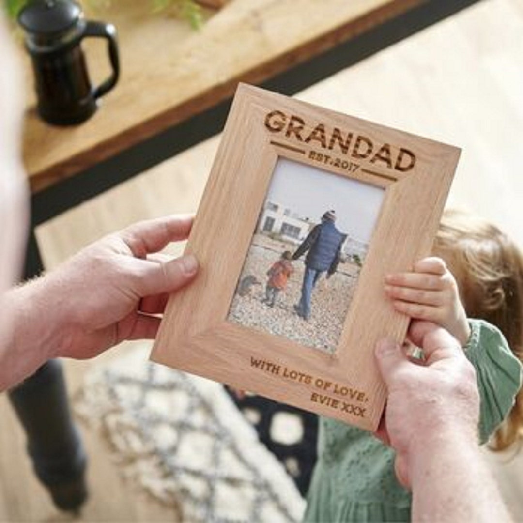 Daddy Personalised Wooden Photo Frame - Etsy