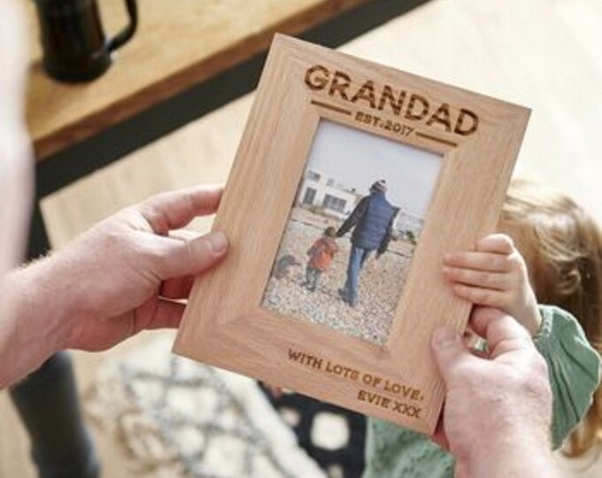 Daddy Personalised Wooden Photo Frame - Etsy