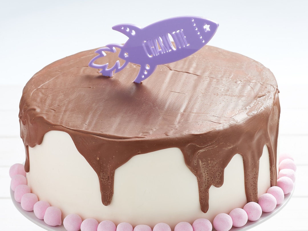Personalized Space Rocket Cake Topper - Etsy