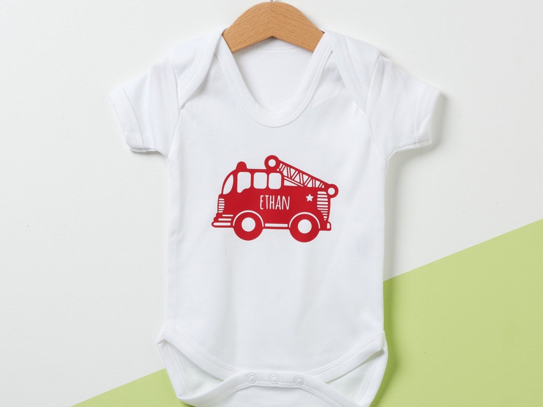 Personalized Fire Engine Baby Grow - Etsy
