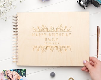 Personalised Wooden Birthday Memory Book | Etsy
