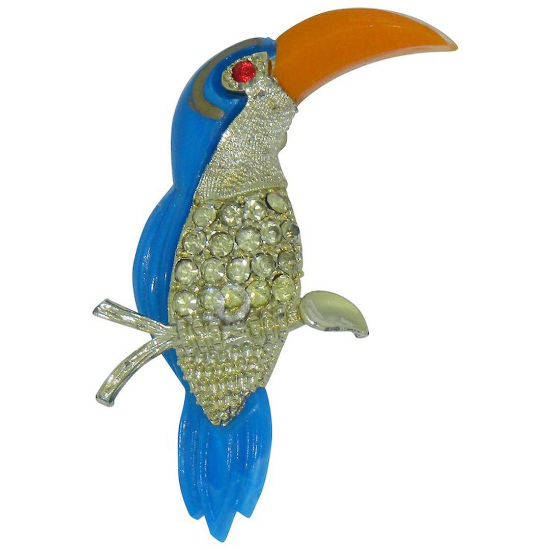 Pretty Blue Parrot Pin - Etsy