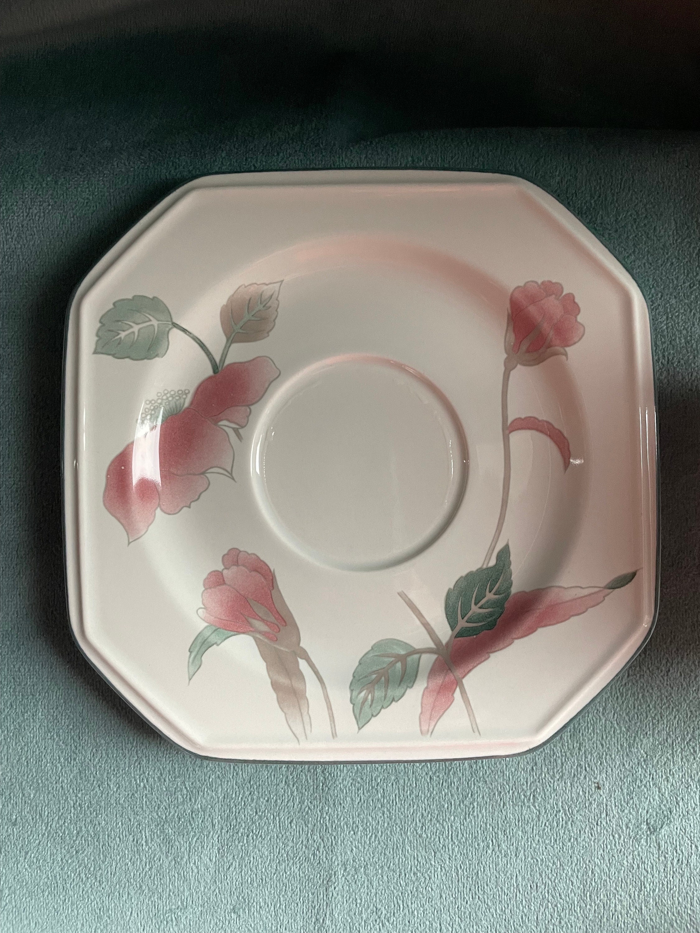 Vintage Mikasa Silk Flowers Teacup Set: Octagon Floral Coffee Cups, Set ...