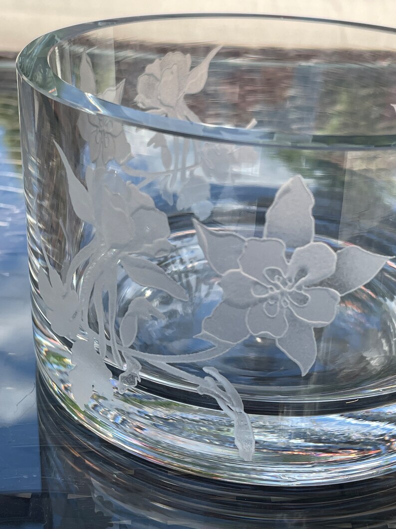 Vintage Perry Coyle Iris Etched Floral Crystal Bowl Signed - Etsy