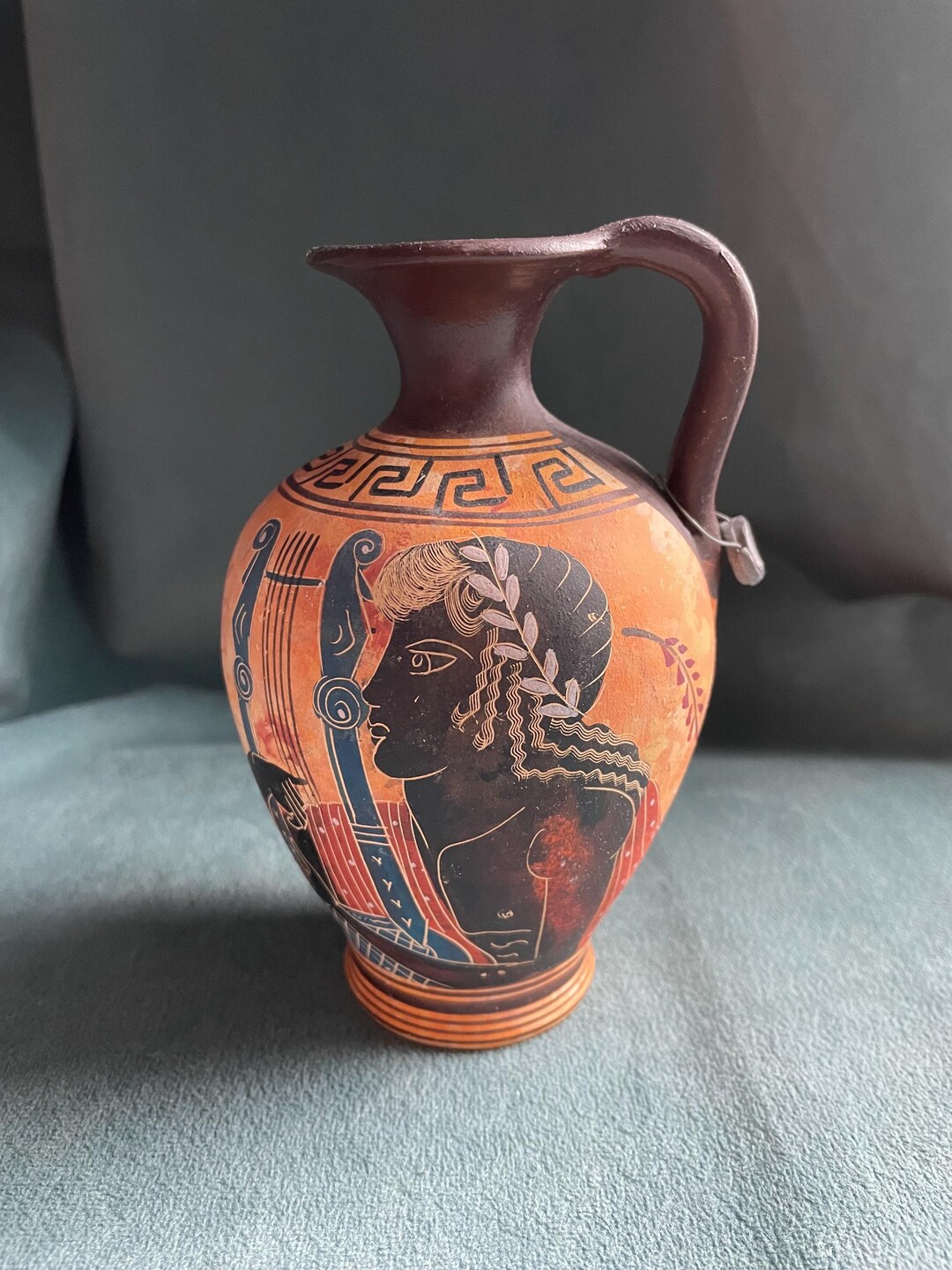 Vintage Greek Key Hand Painted Small Clay Art Pottery Pitcher Jug - Etsy