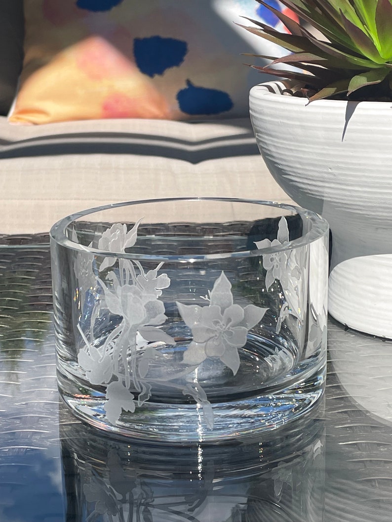 Vintage Perry Coyle Iris Etched Floral Crystal Bowl Signed - Etsy