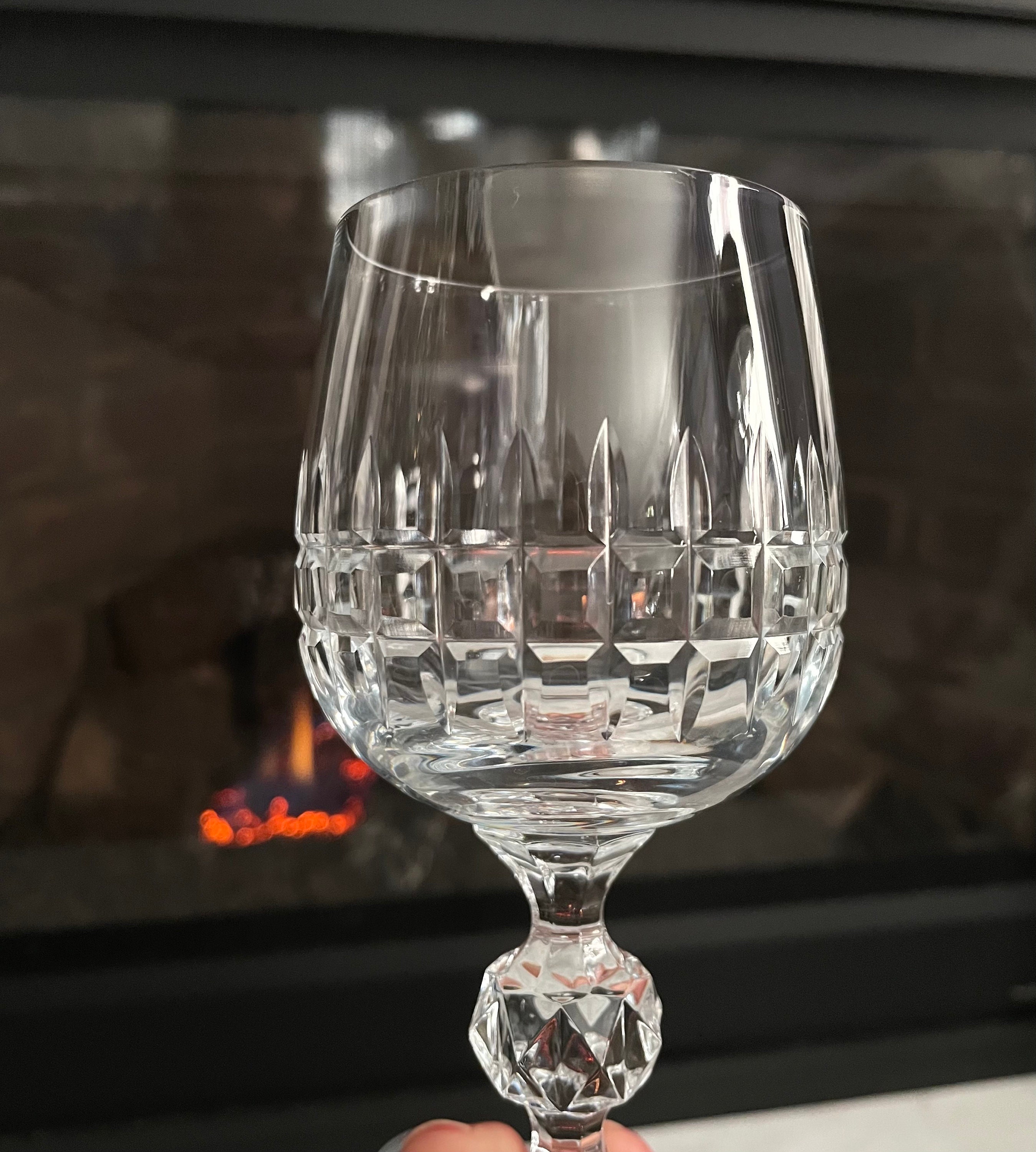 Vintage Bohemia Crystal Belfast Wine Glasses Vertical & Horizontal Cuts ...