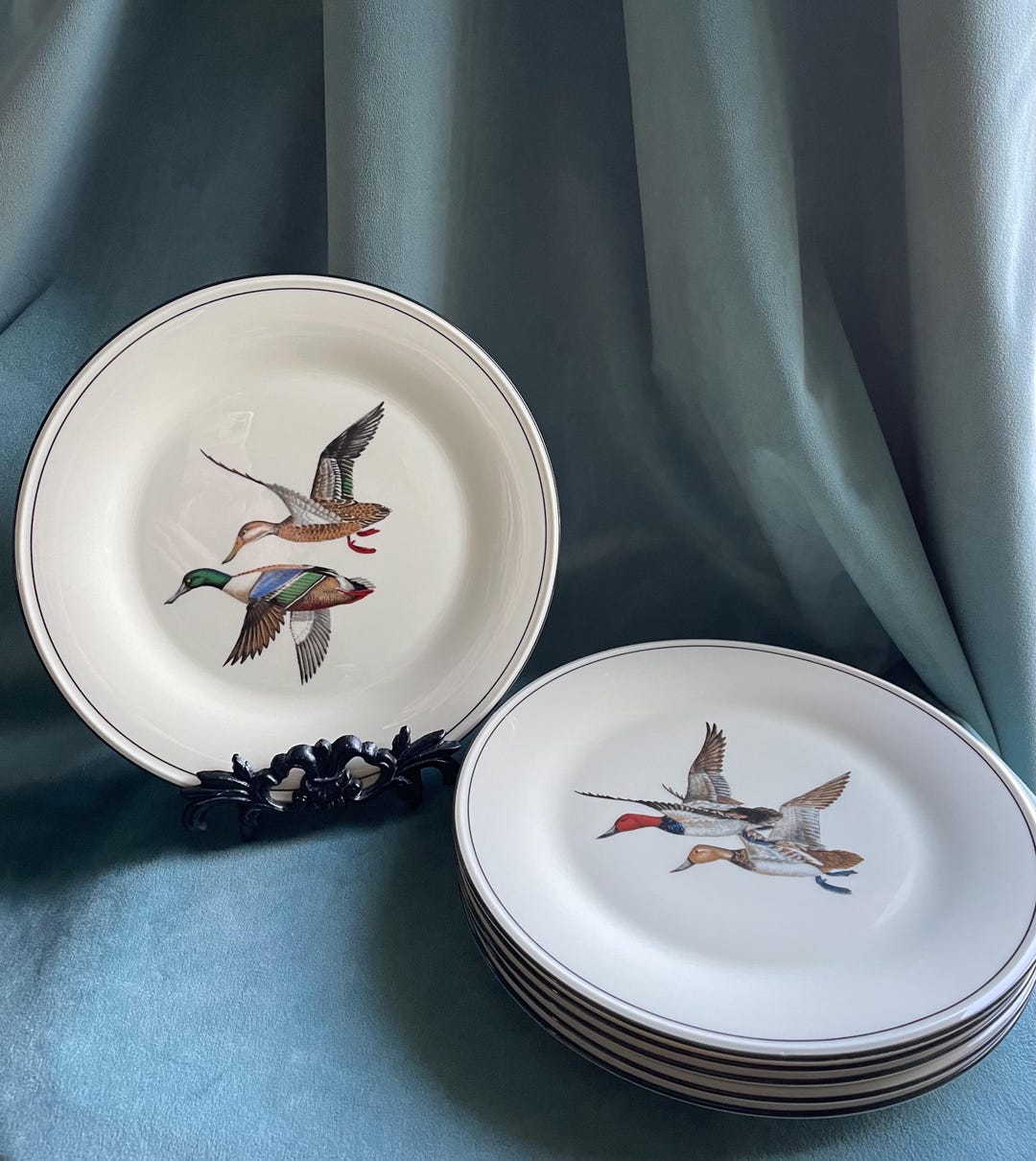 Vintage Lenox Special Mallard Ducks in Flight on Ivory Porcelain Dinner ...