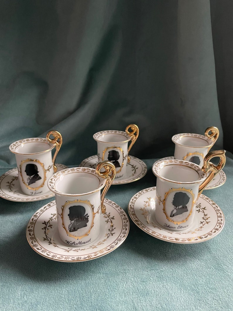 Vintage Composer Silhouette Porcelain Demitasse Espresso Cups - Etsy