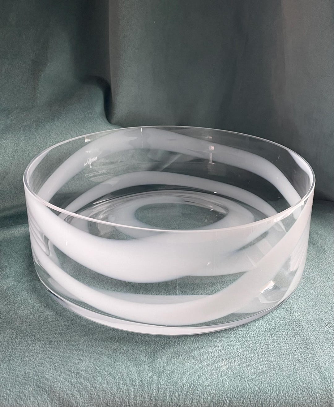 Vintage European Contemporary Modern White Swirl Glass Cylinder Serving ...