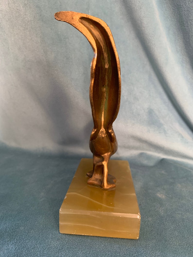 Vintage JB Hirsch French Art Deco Bronze Color Pheasant Bookend Green ...