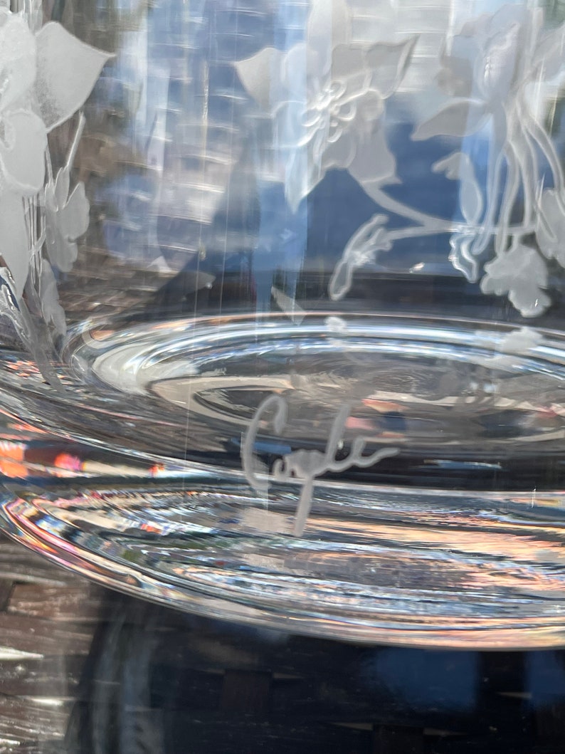 Vintage Perry Coyle Iris Etched Floral Crystal Bowl Signed - Etsy