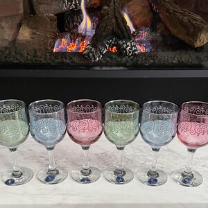 Vintage Cristalleria Fumo Italy Handmade Etched Scrolls Crystal Wine ...