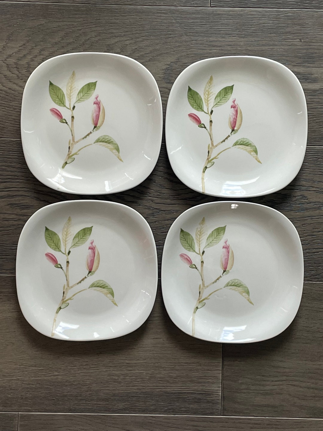 Thomson Pottery Magnolia Ceramic Appetizer, Salad or Dessert Plates Set ...