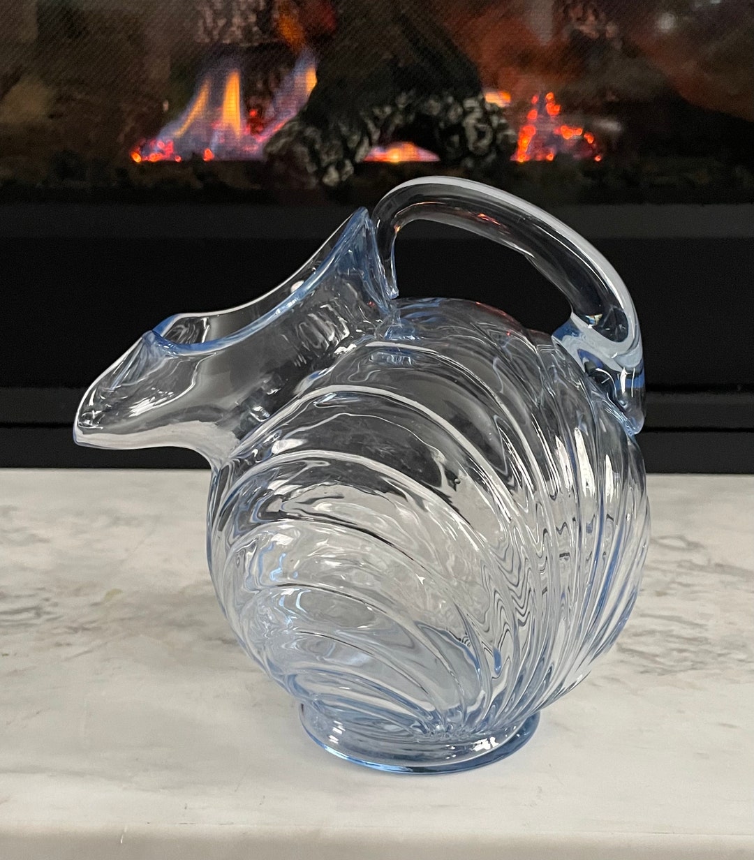 Vintage Cambridge Caprice Moonlight Blue Ice Lip Ball Jug Pitcher Rare ...