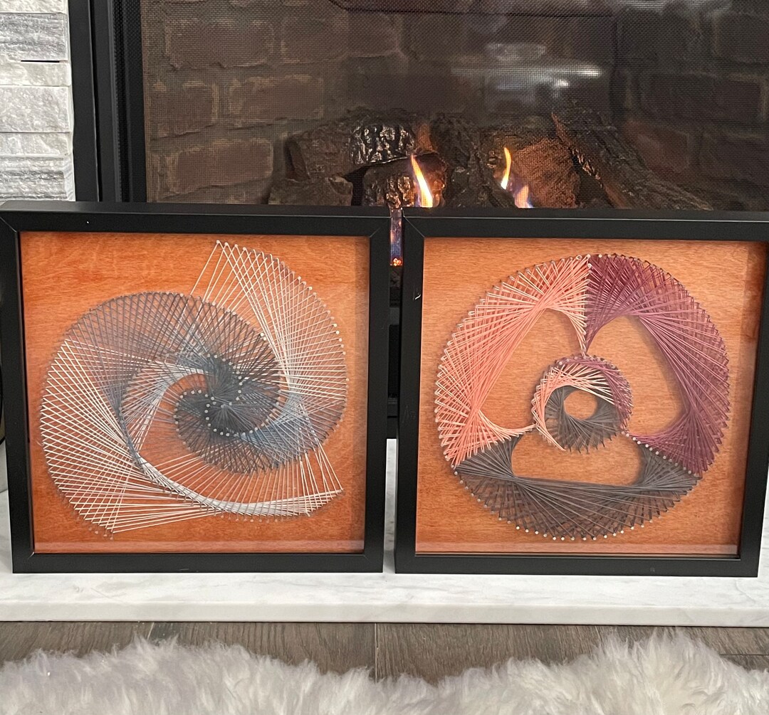 Vintage Bohemian String Art Set, Geometric Nail Art, Framed Wall Decor ...