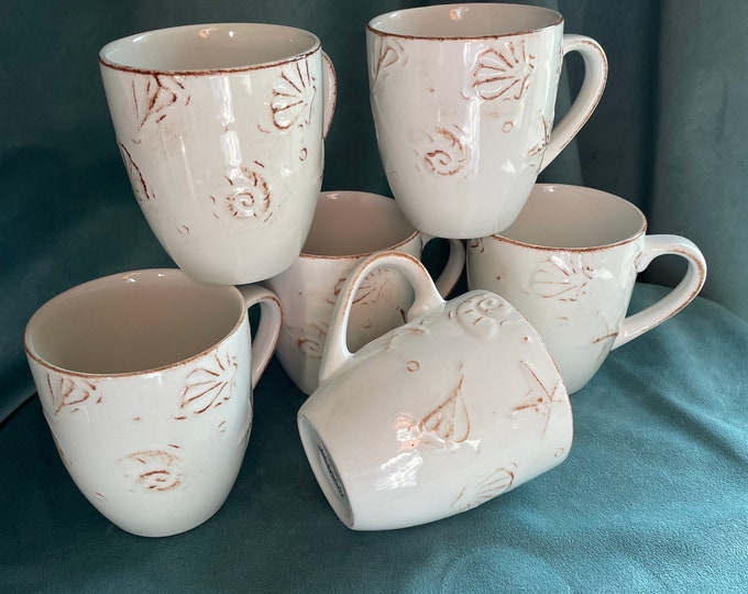 Thomson Pottery Coastal Hampton Seashell and Starfish Embossed Rustic ...