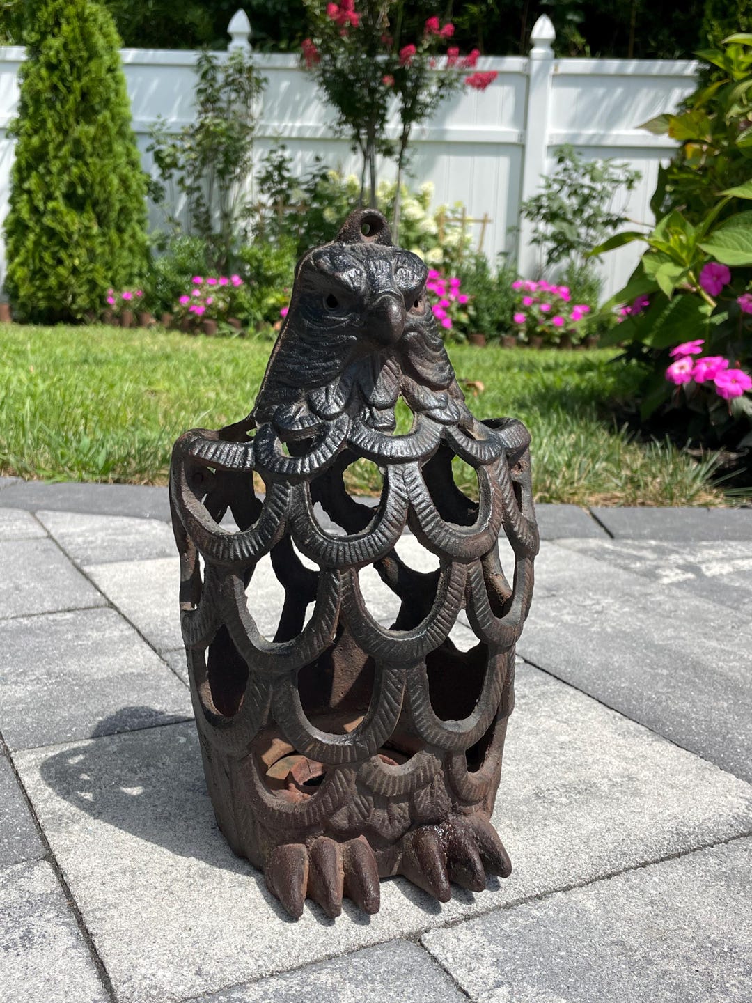 Brutalist Japanese Cast Iron Eagle Tea House Garden Lighting Hanging ...