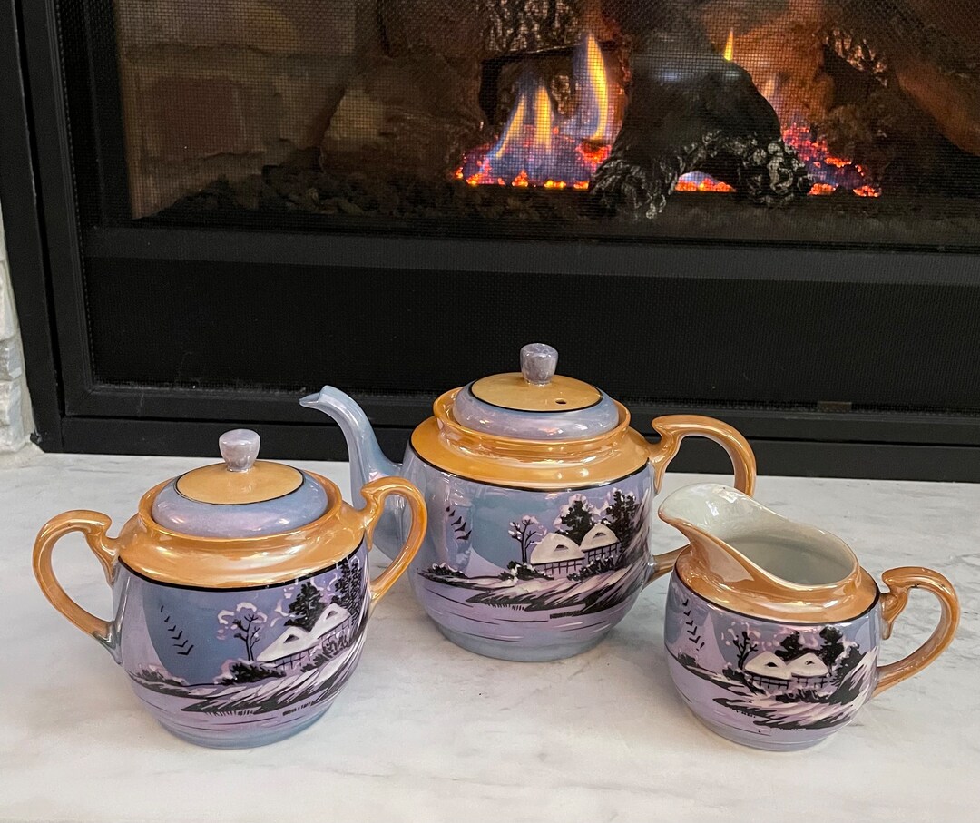 Vintage Takito Japanese Lusterware Hand Painted Porcelain Tea Set - Etsy