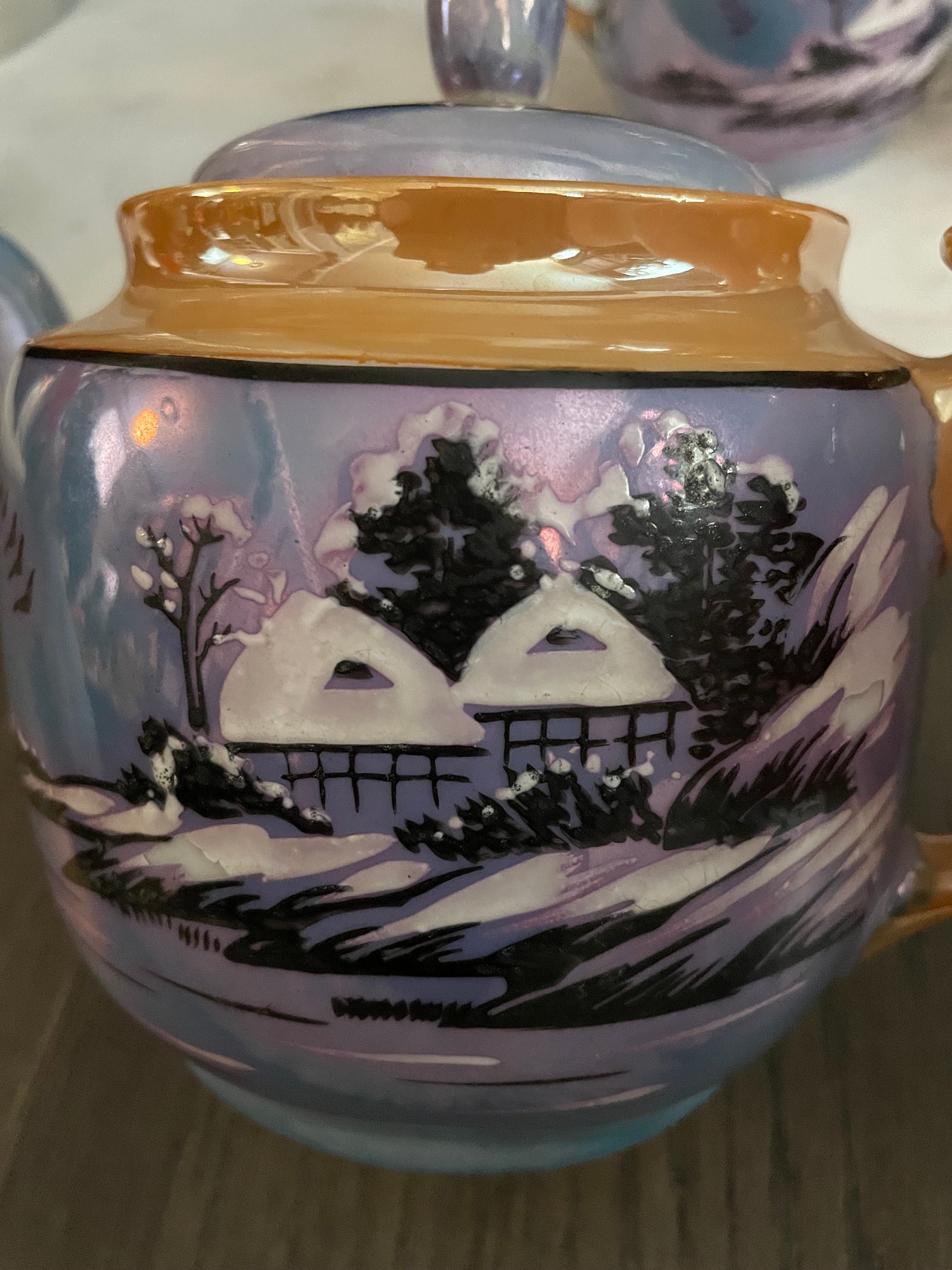 Vintage Takito Japanese Lusterware Hand Painted Porcelain Tea Set - Etsy