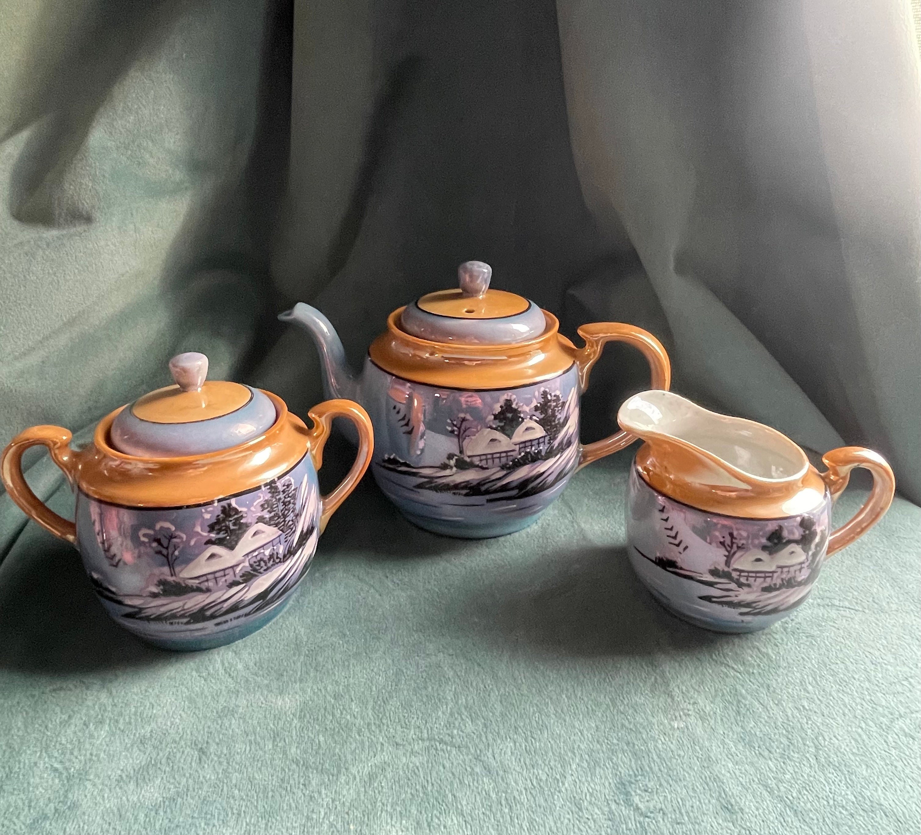 Vintage Takito Japanese Lusterware Hand Painted Porcelain Tea Set - Etsy