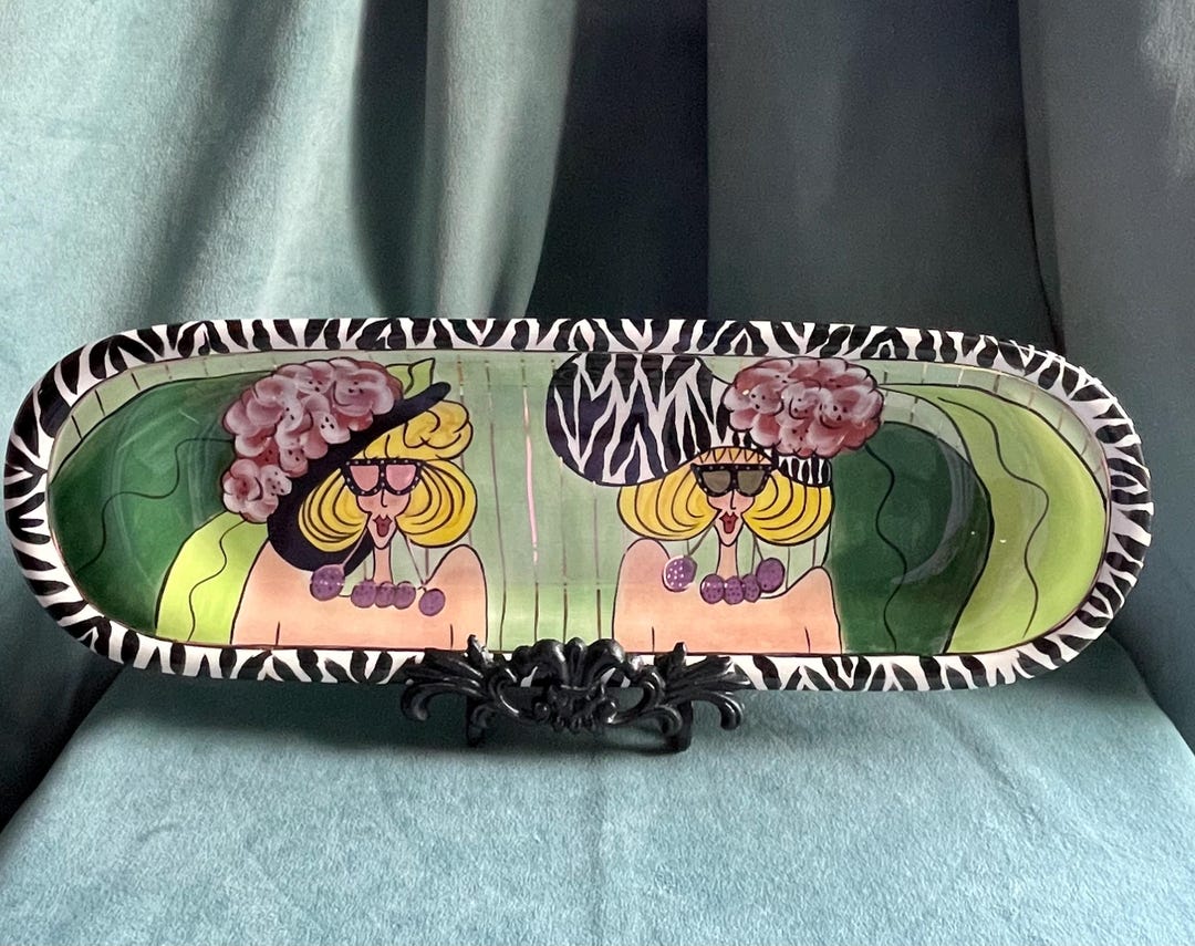 Vintage SWAK Lynda Cornielle Aunt Gertie Long Oval Ceramic Serving or ...