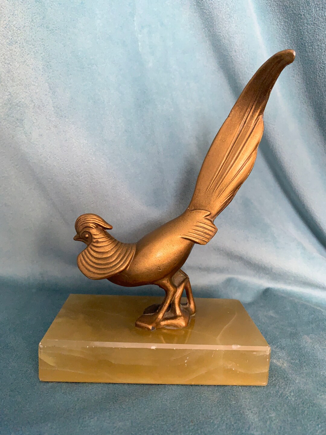 Vintage JB Hirsch French Art Deco Bronze Color Pheasant Bookend Green ...
