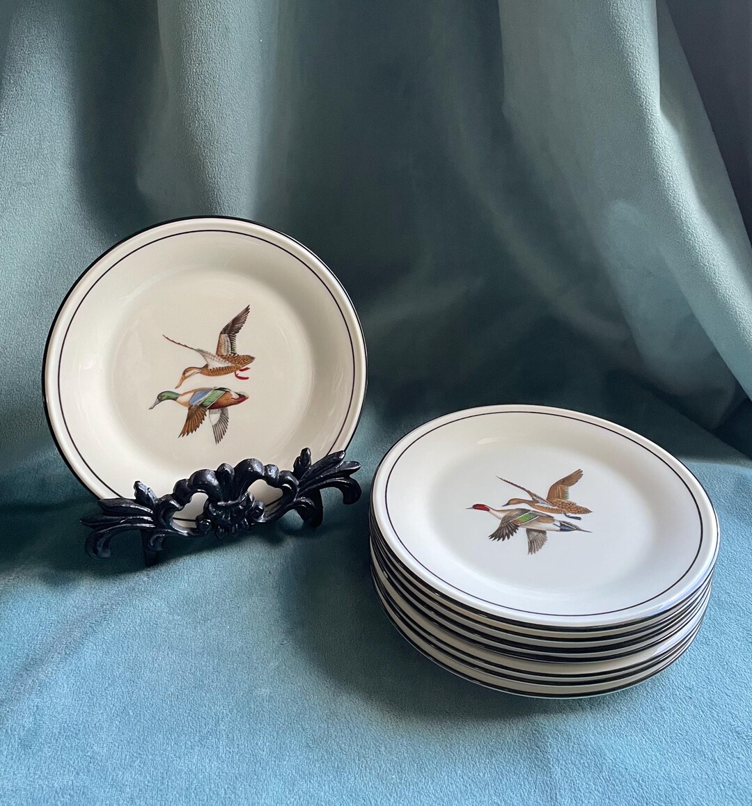 Vintage Lenox Special Mallard Ducks in Flight on Ivory Porcelain Bread ...