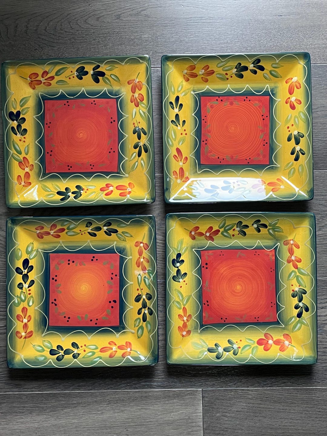 Corsica La Province Hand Painted Autumn Colors Ceramic Square Dinner ...