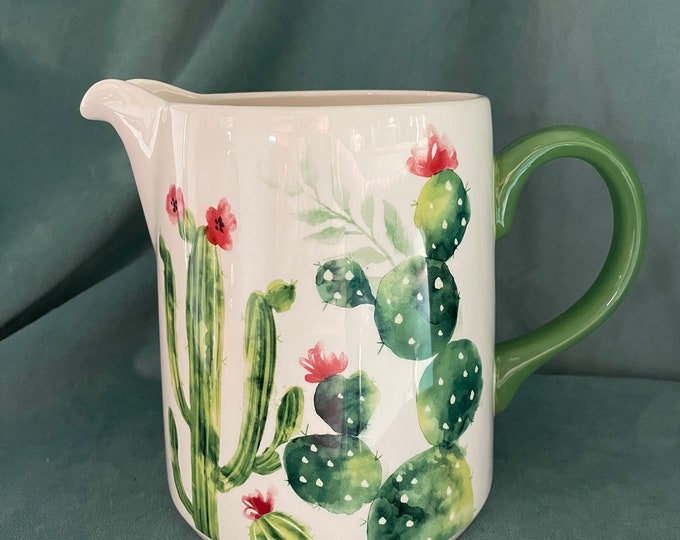 Pier 1 Desert Cactus Ironstone Pitcher Hand Painted - Etsy