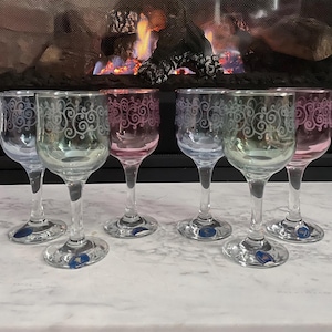 Vintage Cristalleria Fumo Italy Handmade Etched Scrolls Crystal Wine ...