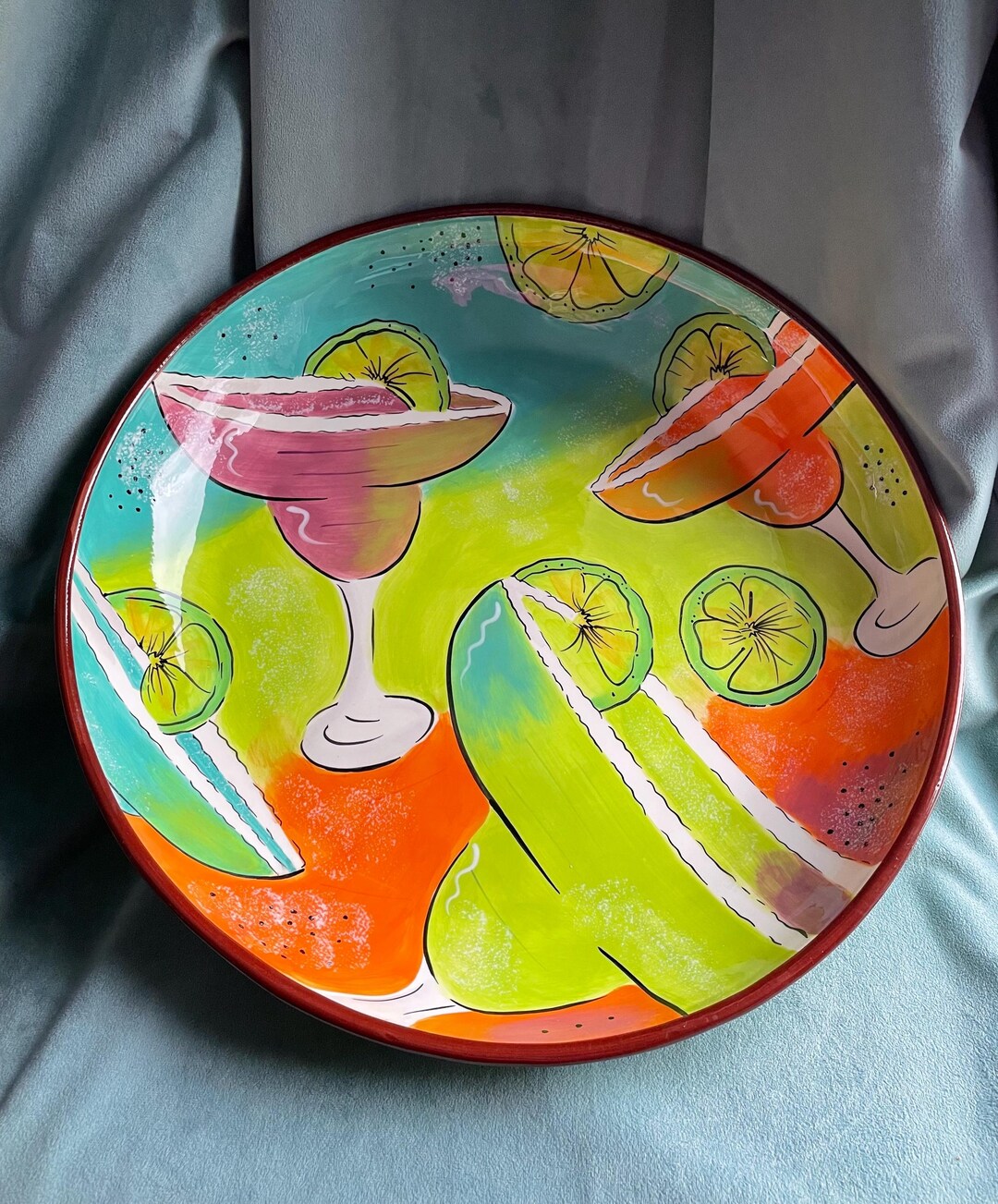 Clay Art Margarita Mambo Ceramic Large Serving Bowl 17 Inches - Etsy