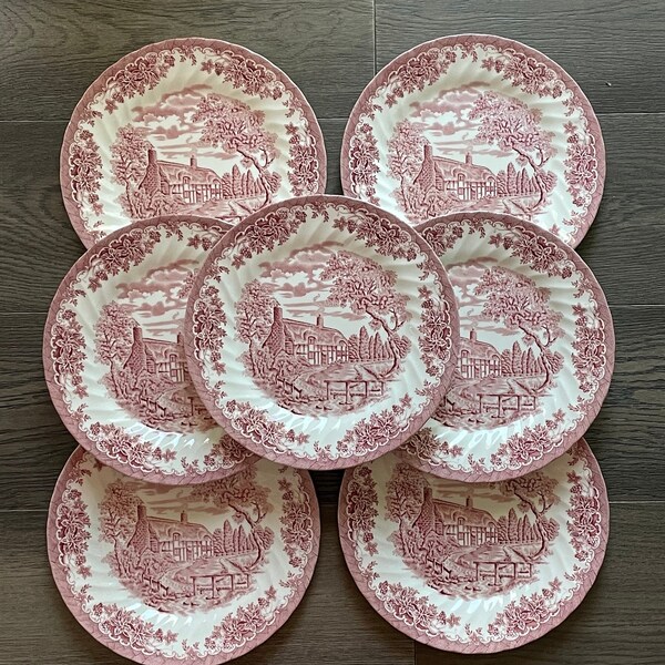 Churchill Pink Dinner Plates - Etsy