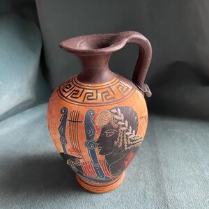 Vintage Greek Key Hand Painted Small Clay Art Pottery Pitcher Jug - Etsy