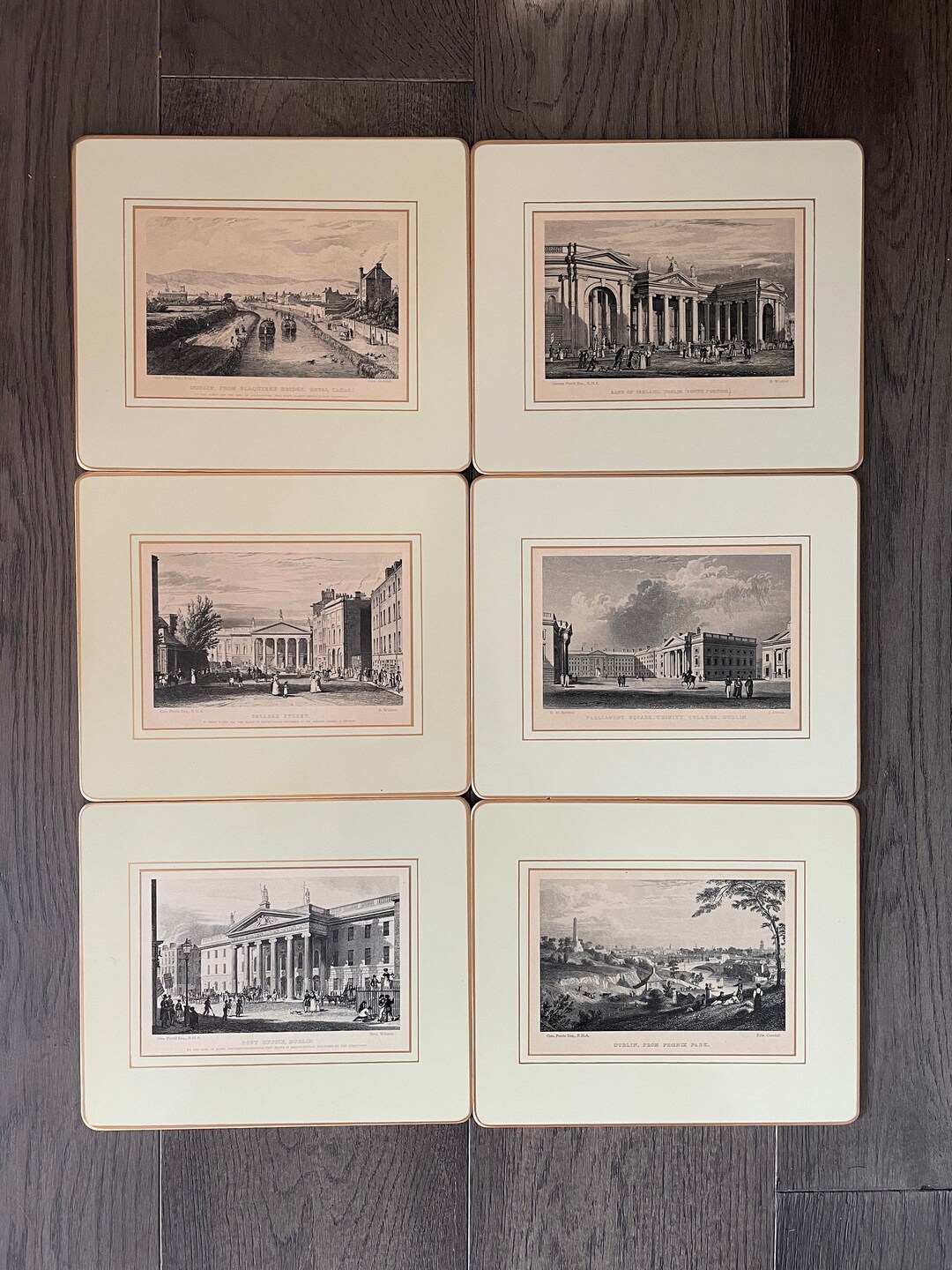 Vintage Scenes From Dublin Pimpernel Art Print Cork Backed Placemats Set of 6 - Etsy