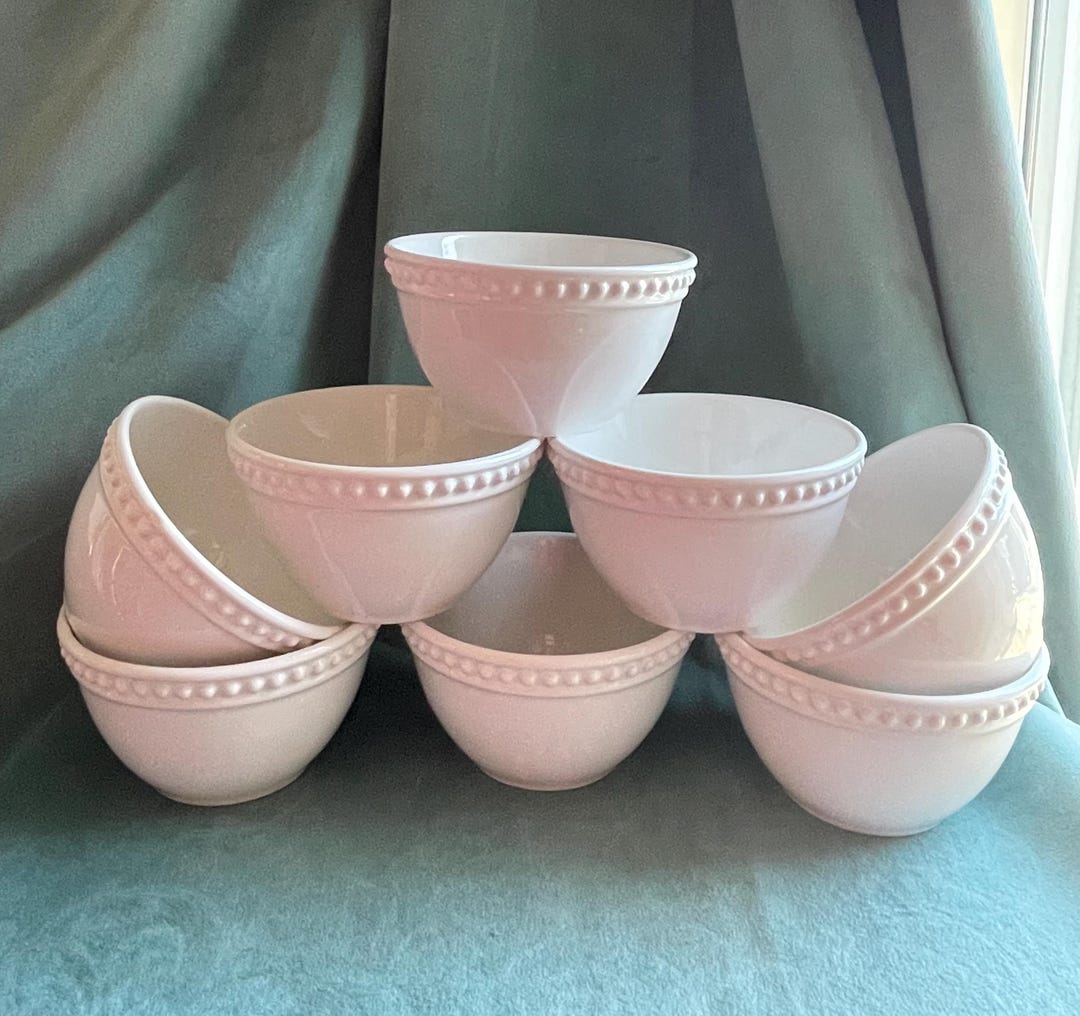 Fapor Delmar White Embossed Pearl Shaped Border Ceramic Soup or Cereal ...