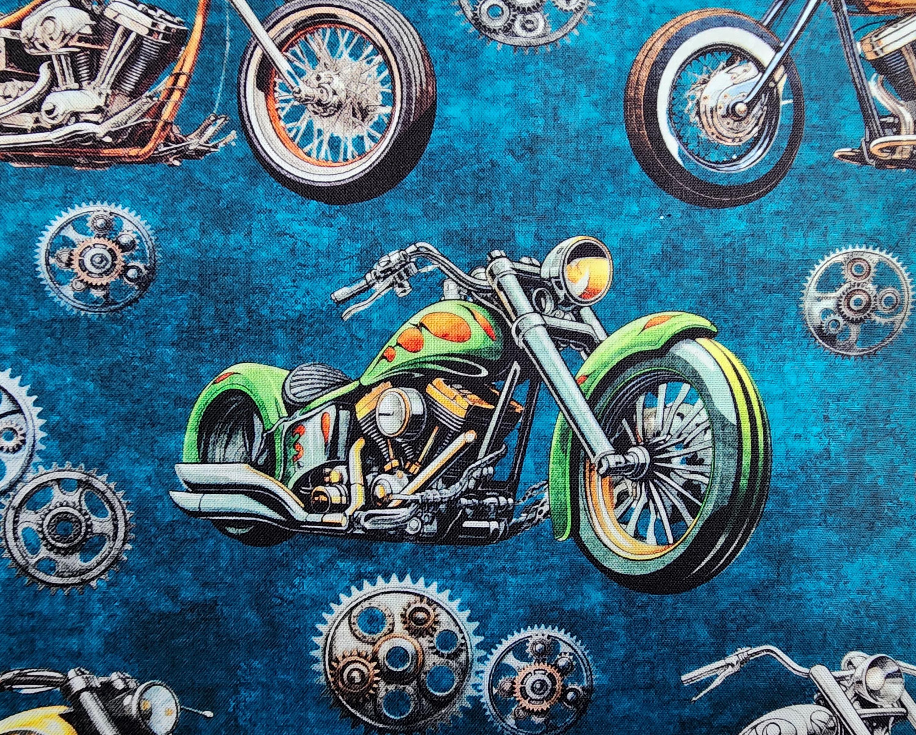 1 Yard Cut. 100% Cotton Quilting Fabric. Motorcycle Cruiser. HD Honda ...