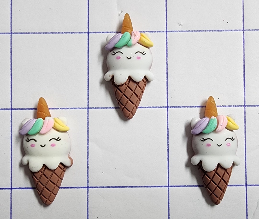 Colorful Fun Cute Pastel Ice Cream Cone. Nice Detail. 3 Fun Flat Backed ...