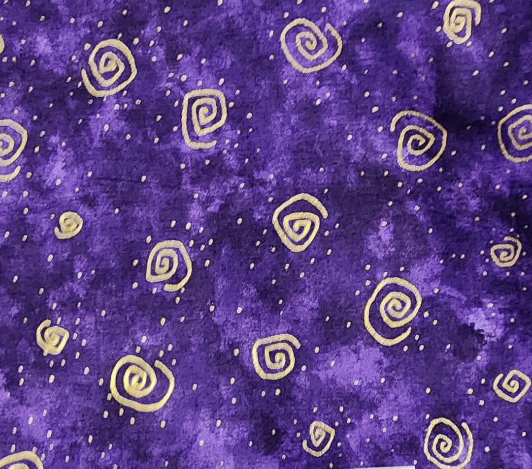 Deep Royal Purple With Metalic Gold Wonky Curly Q and Dots. Moda ...