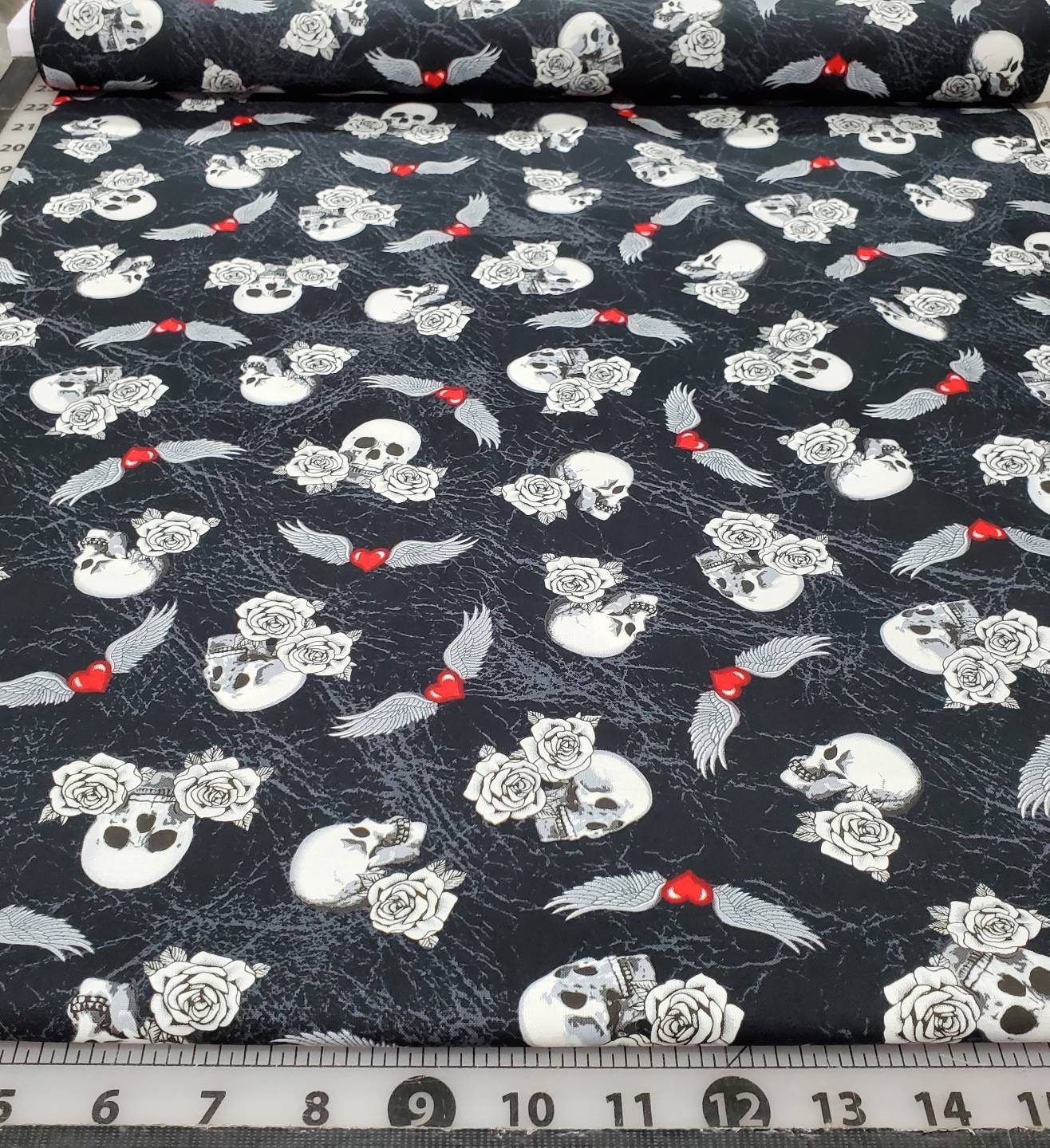 Skulls Roses Wings Heart Smoke Black Background With Grey | Etsy