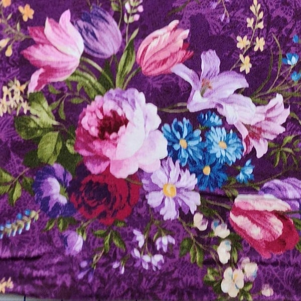 Purple Floral Fabric - Etsy