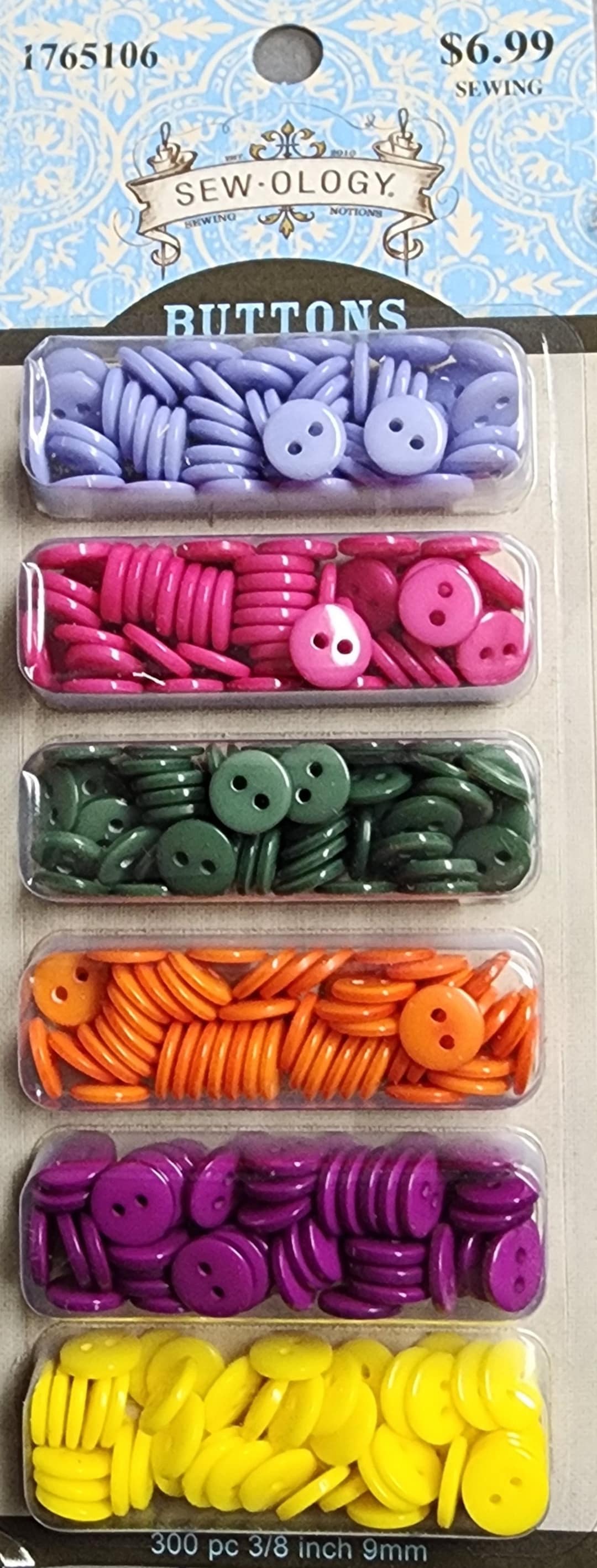 Multi Color Pack, 2 Hole Round Button. 1 Style, 5 Colors. Sew-ology ...